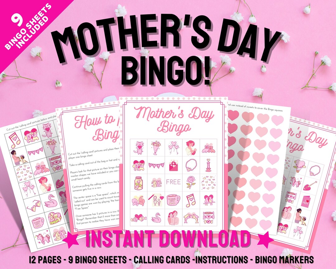 Mother's Day Bingo Game Easy to Print & Play Family Game Night Family ...