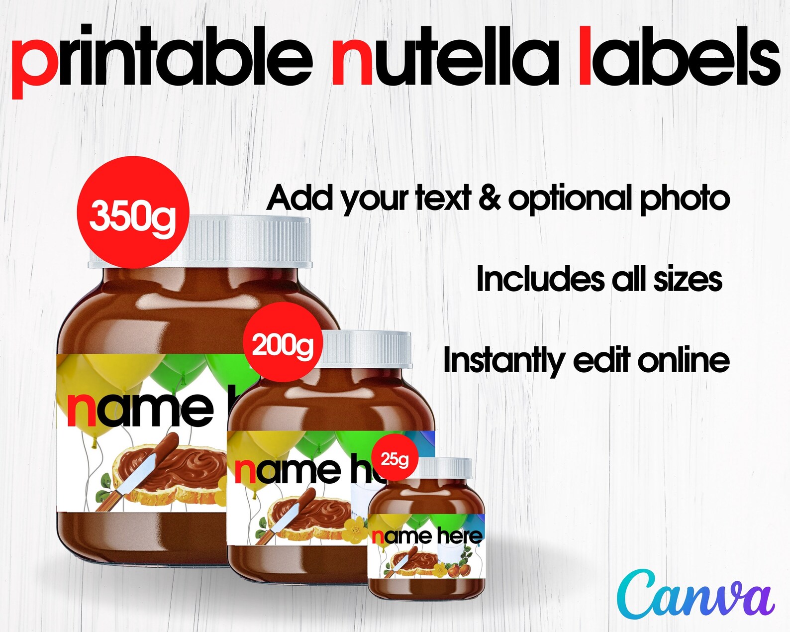 PRINTABLE Personalised BIRTHDAY NUTELLA Jar Label Digital File | Etsy