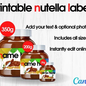 PRINTABLE Personalised BIRTHDAY NUTELLA Jar Label Digital File Nutella ...