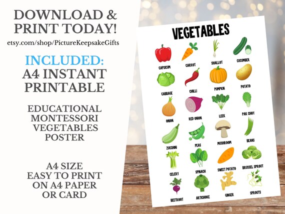 Instant Download Printable Vegetables Educational Posters - Etsy