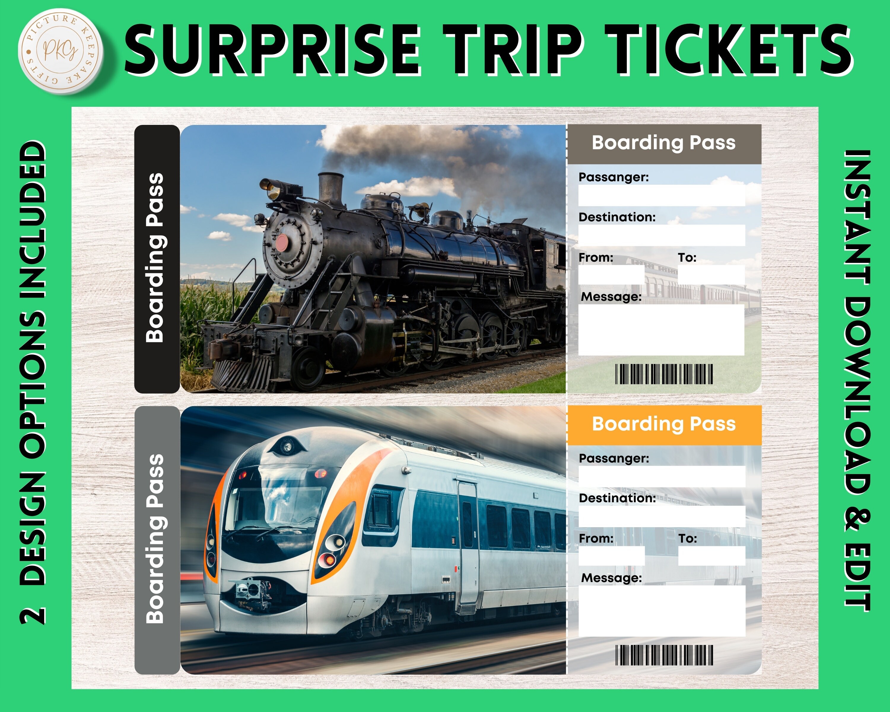 Train Ticket Editable Train Boarding Pass Surprise - Etsy