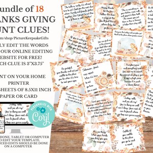 Thanksgiving Treasure Hunt Clues Thanks Giving Scavenger Hunt Clues ...