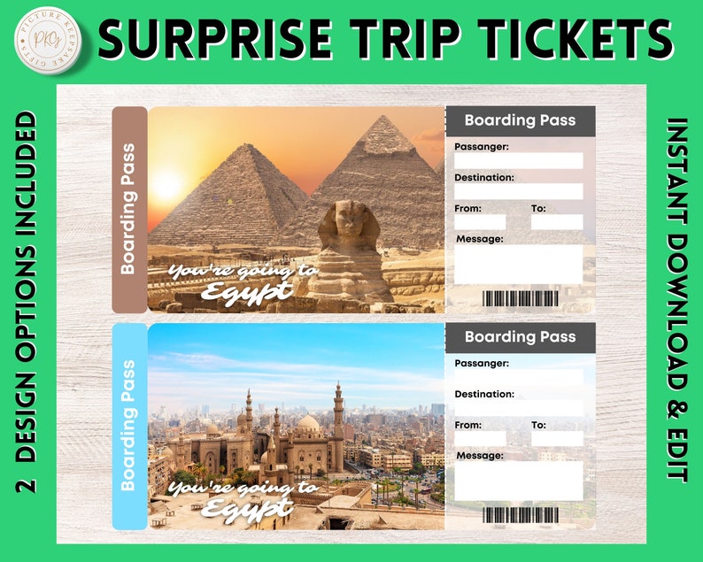 Printable EGYPT Surprise Gift Ticket EGYPT Printable - Etsy