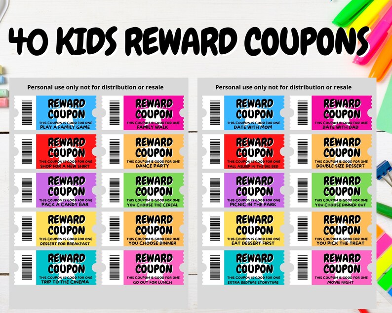 PRINTABLE REWARD COUPON Reward Ticket Rainbow Clipart | Etsy