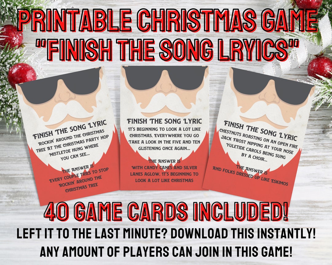 Printable Christmas Carol Finish the Lyric Game Finish the Phrase ...