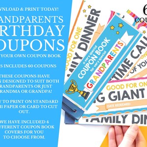 Grandparents Day Printable Coupon Book, Mothers Day Gift for Grandma ...