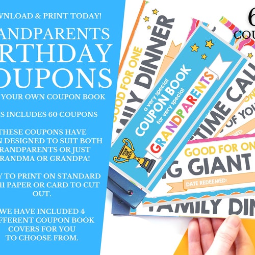 Grandparents Day Printable Coupon Book Mothers Day Gift for - Etsy