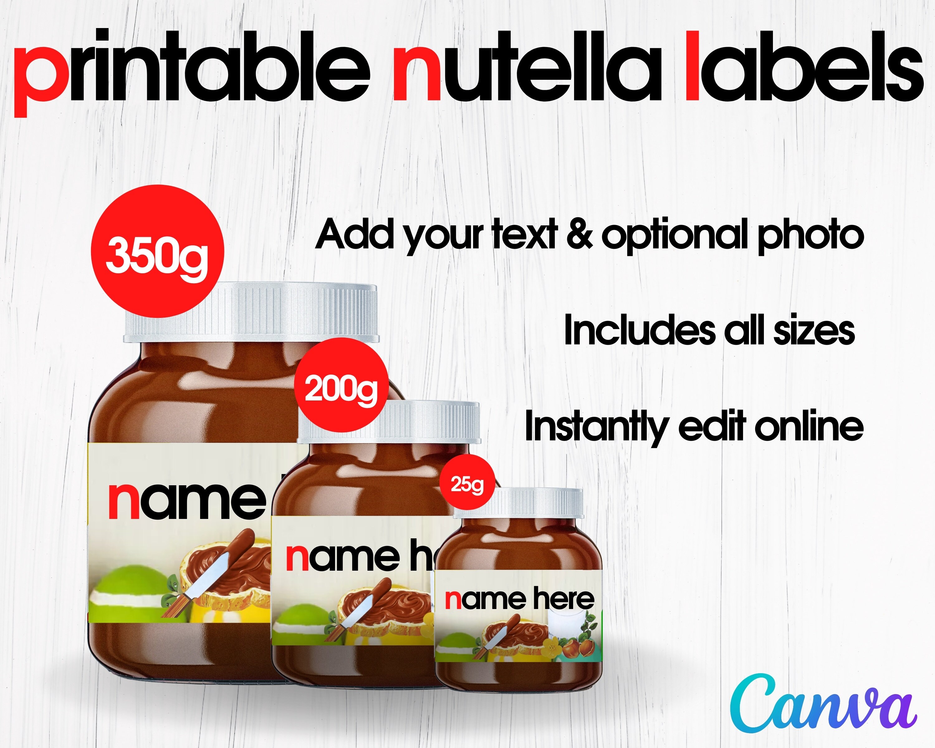 PRINTABLE EASTER Personalised NUTELLA Jar Label Digital File - Etsy UK