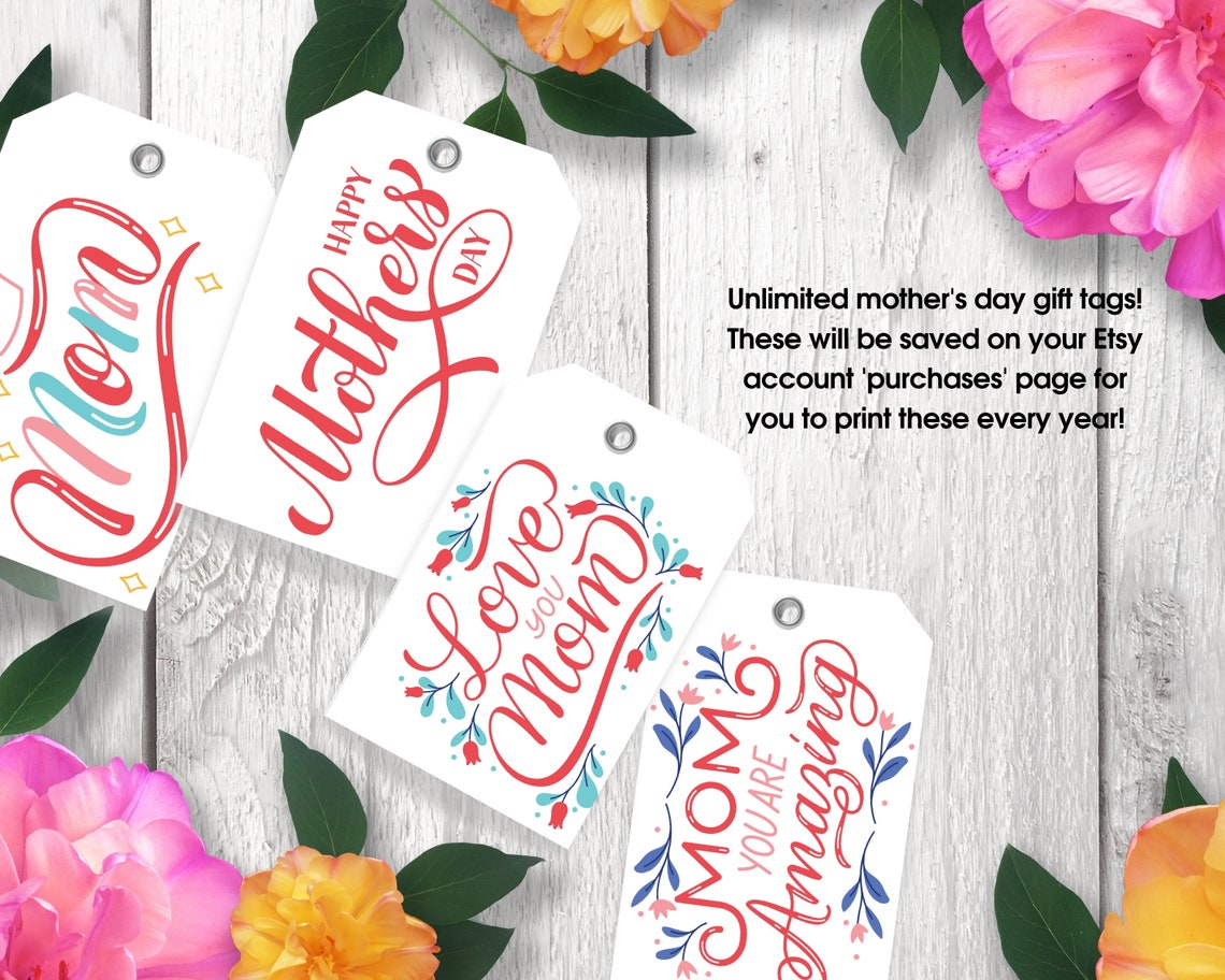 Happy Mother's Day Gift Tags Printable Mothers Day Tag | Etsy
