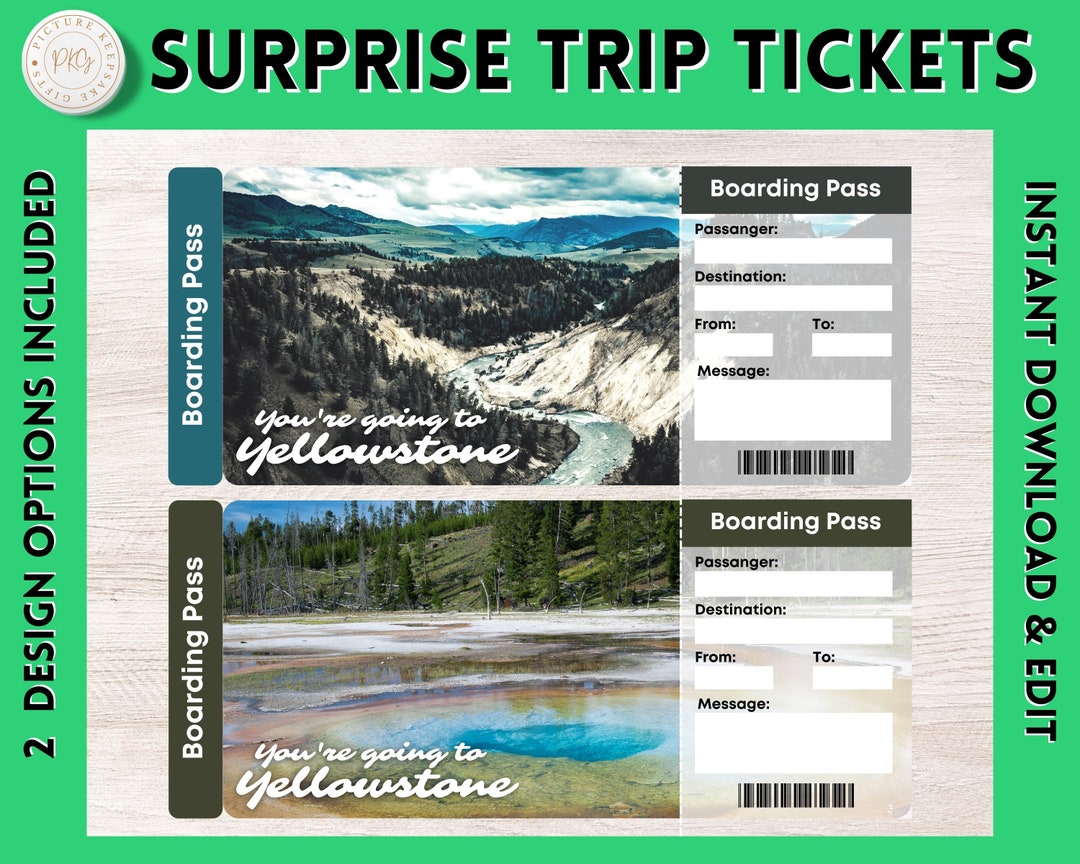 Printable YELLOWSTONE Surprise Gift Ticket YELLOW STONE Printable ...
