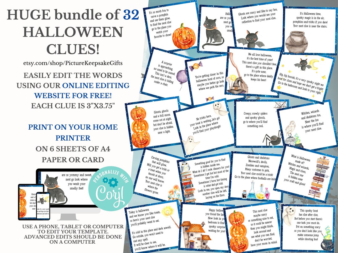 Halloween Treasure Hunt Clues Halloween Scavenger Hunt Clues Halloween ...