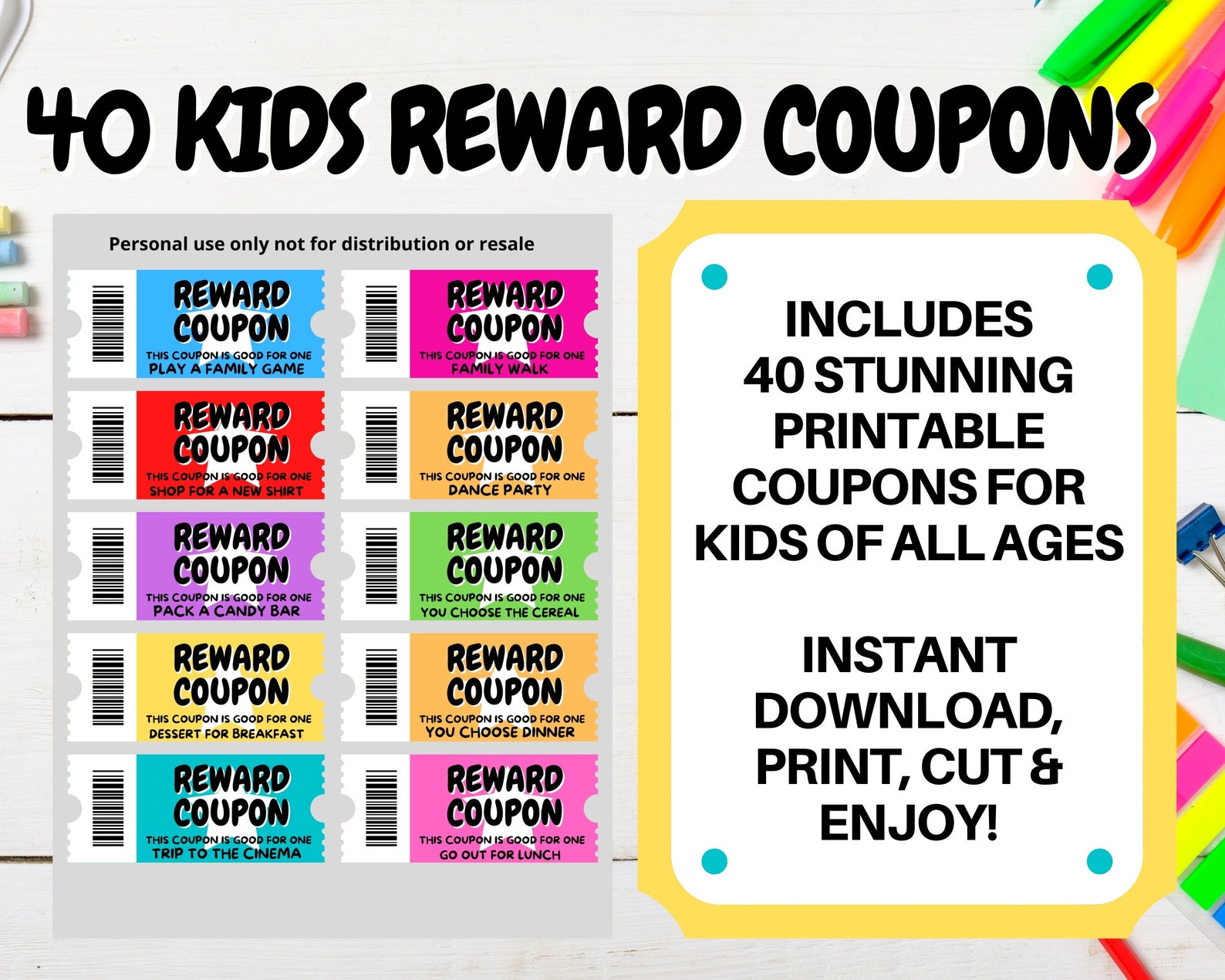 PRINTABLE REWARD COUPON Reward Ticket Rainbow Clipart - Etsy