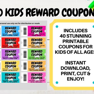 PRINTABLE REWARD COUPON Reward Ticket Rainbow Clipart Printable Coupon ...