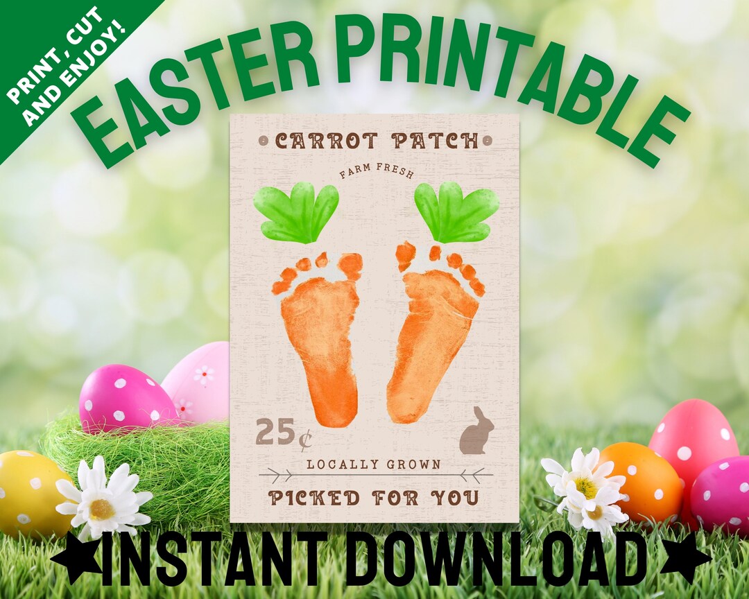 PRINTABLE Farm Sign Carrot Patch Easter Easter Craft Footprint Feet Art ...