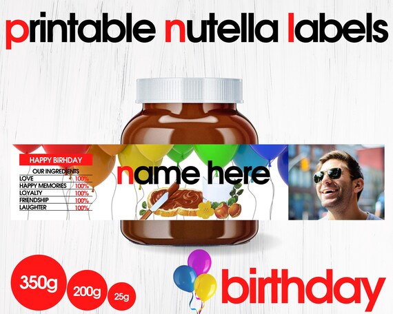 PRINTABLE Personalised BIRTHDAY NUTELLA Jar Label Digital File | Etsy