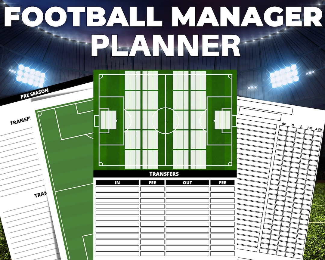 Football Manager Game Planner Printable FM22 Coach Digital Squad ...