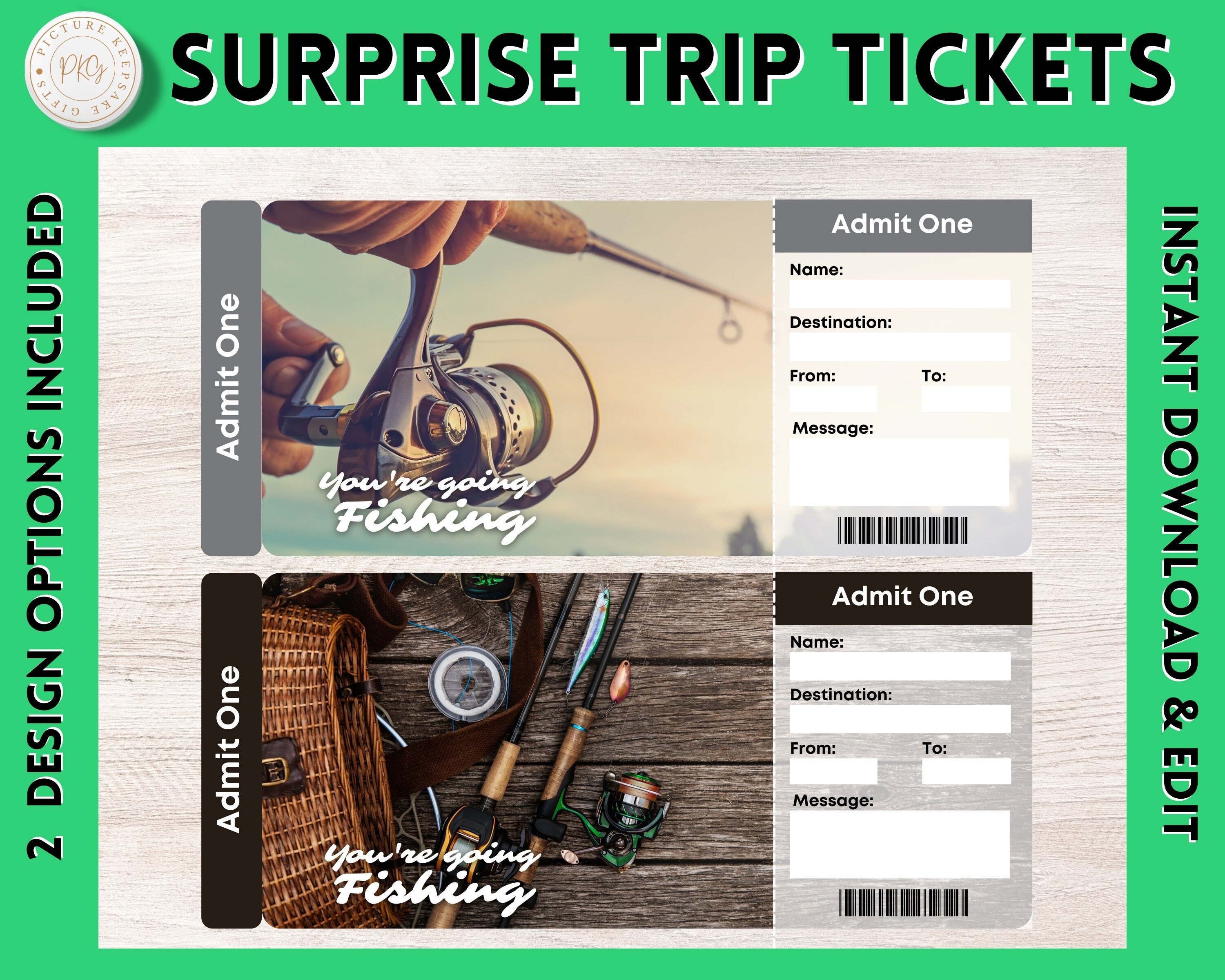 Printable FISHING Surprise Gift Ticket FISHING Printable - Etsy