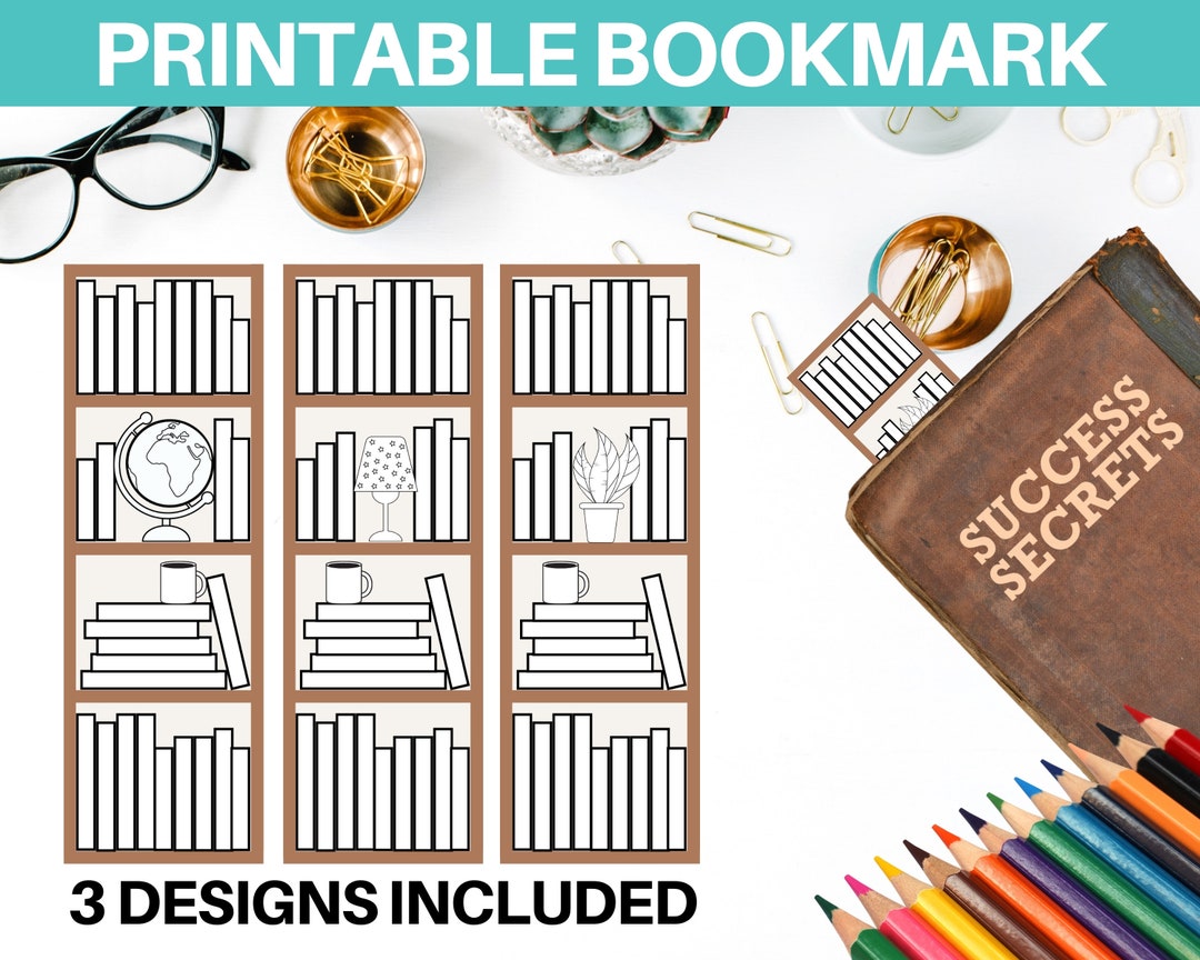 PRINTABLE Book Tracker Bookmark BOOKSHELF Digital Bookmarks Bookmarks ...