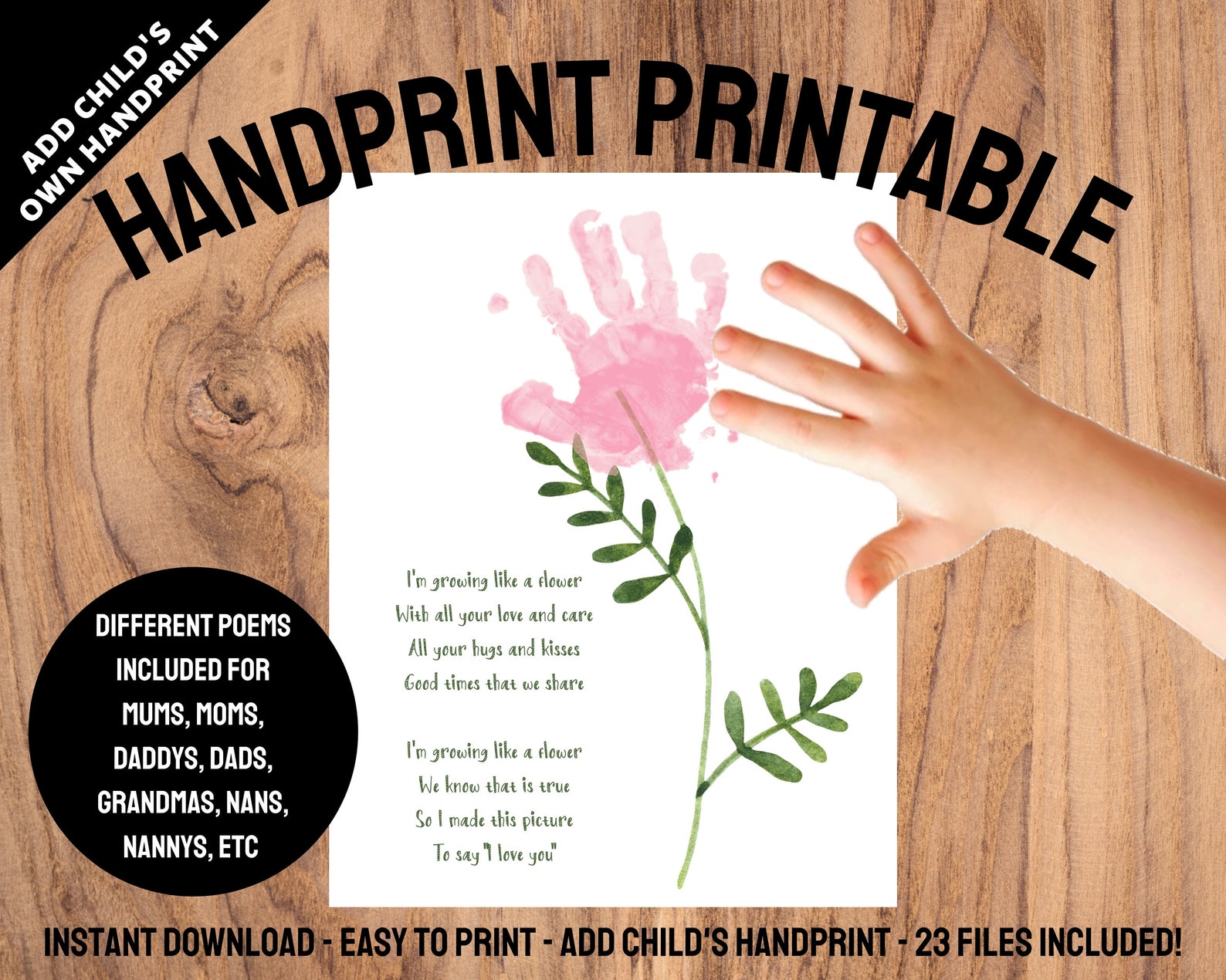 PRINTABLE Mothers Day Handprint Craft Growing Like a Flower | Etsy