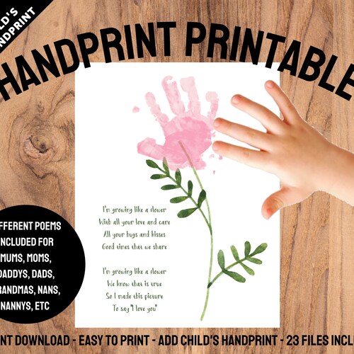 PRINTABLE Mothers Day Handprint Craft Growing Like a Flower - Etsy