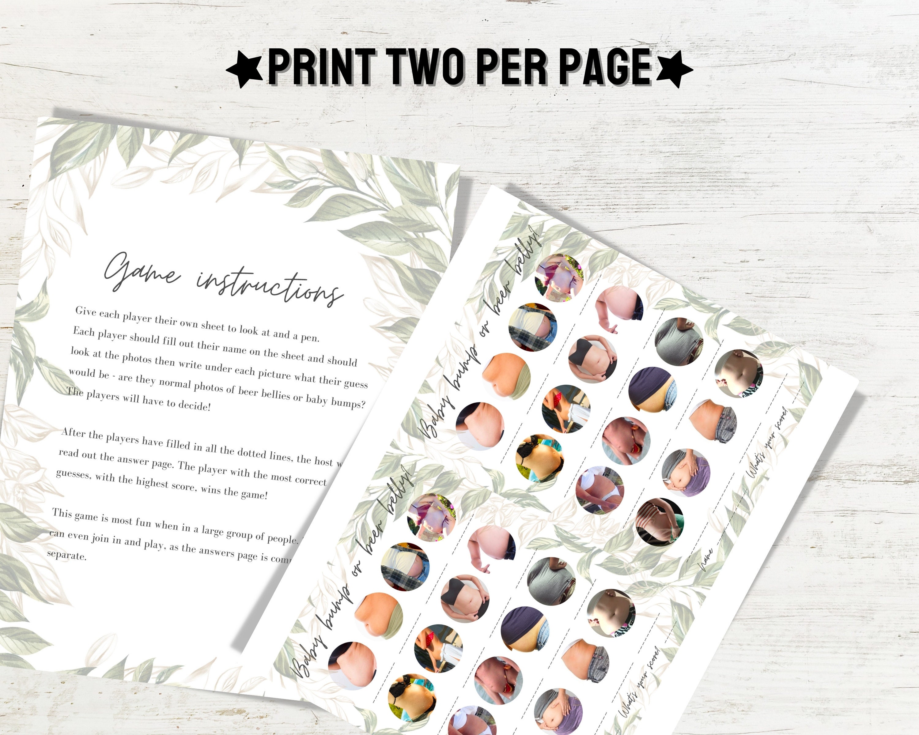 PRINTABLE Baby Bump Beer Belly Game Baby Shower Games - Etsy UK