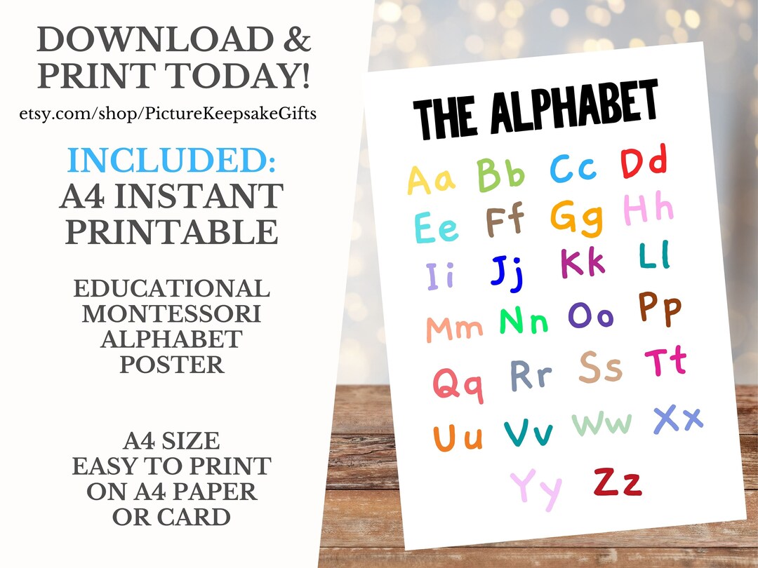 Rainbow Alphabet Poster, ABC Print, PRINTABLE Wall Art, Educational ...