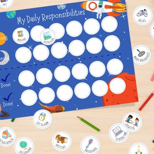 Space Kids Daily Responsibilities Chart, Chore Chart, Printable Daily ...