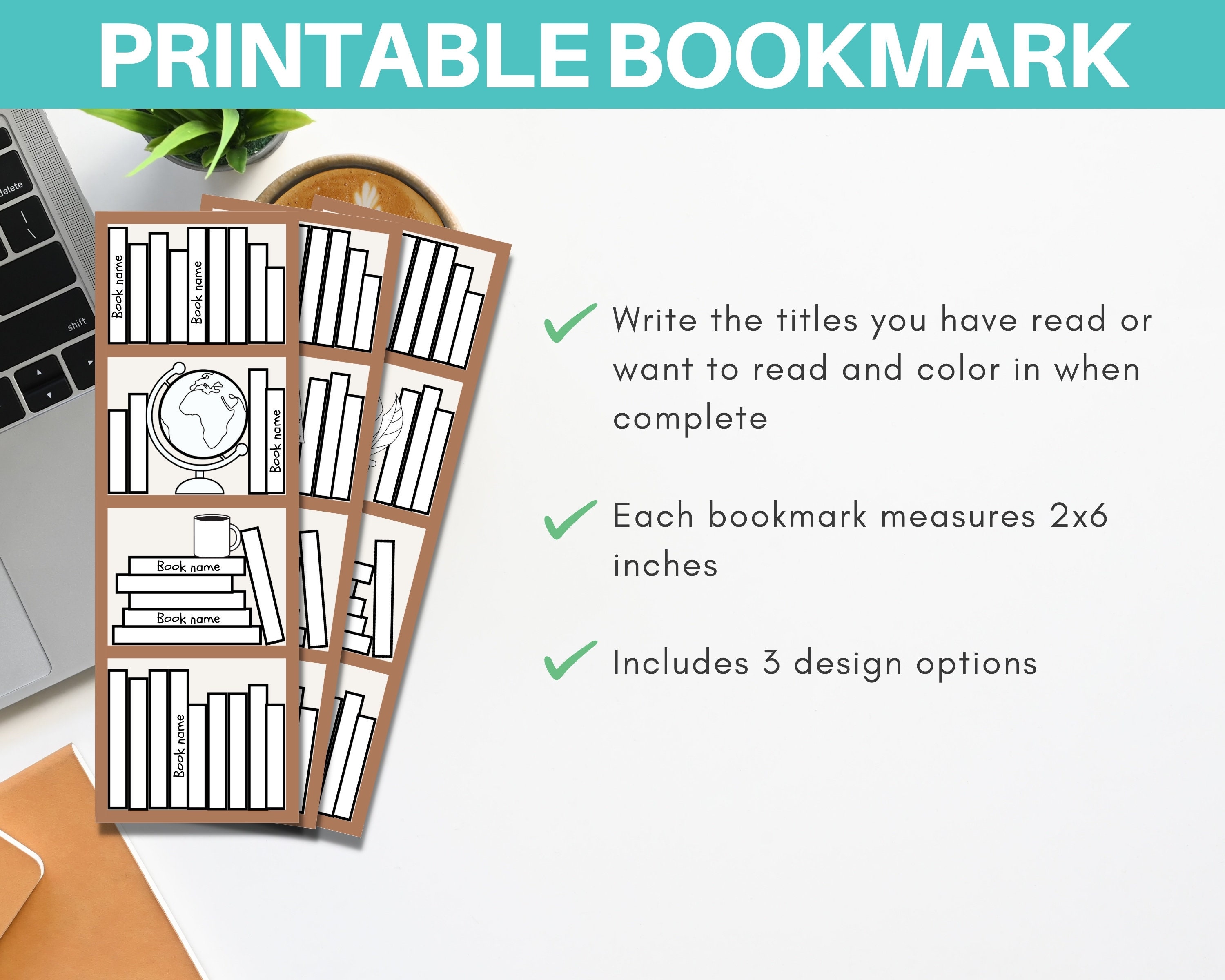 PRINTABLE Book Tracker Bookmark BOOKSHELF Digital | Etsy