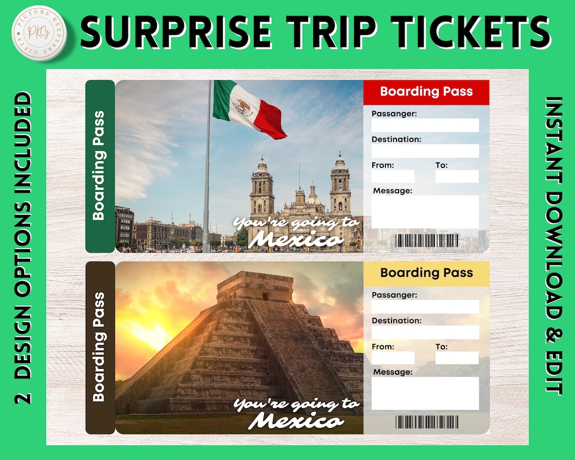Printable MEXICO Surprise Gift Ticket MEXICO Printable - Etsy UK