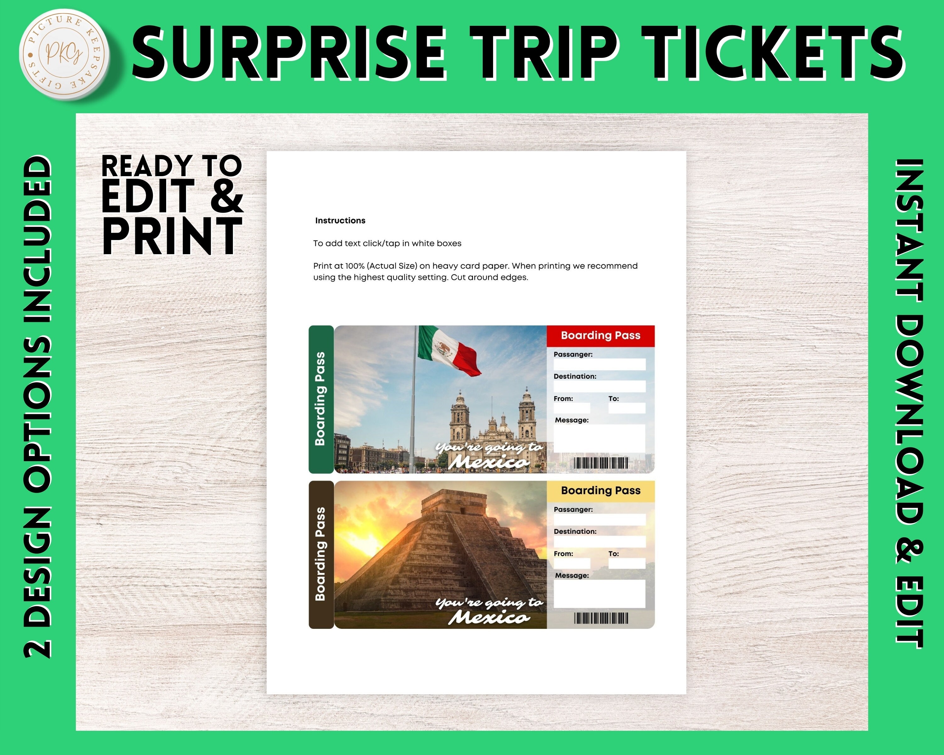 Printable MEXICO Surprise Gift Ticket MEXICO Printable - Etsy UK