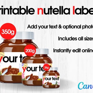 PRINTABLE EASTER Personalised NUTELLA Jar Label Digital File Nutella ...