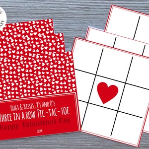 Printable Valentine's Day Tic Tac Toe Cards, Valentine Tic Tac Toe Card ...