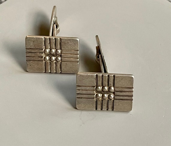DANISH Silver 830 Geometric Design Cufflinks Signed AG - Gem