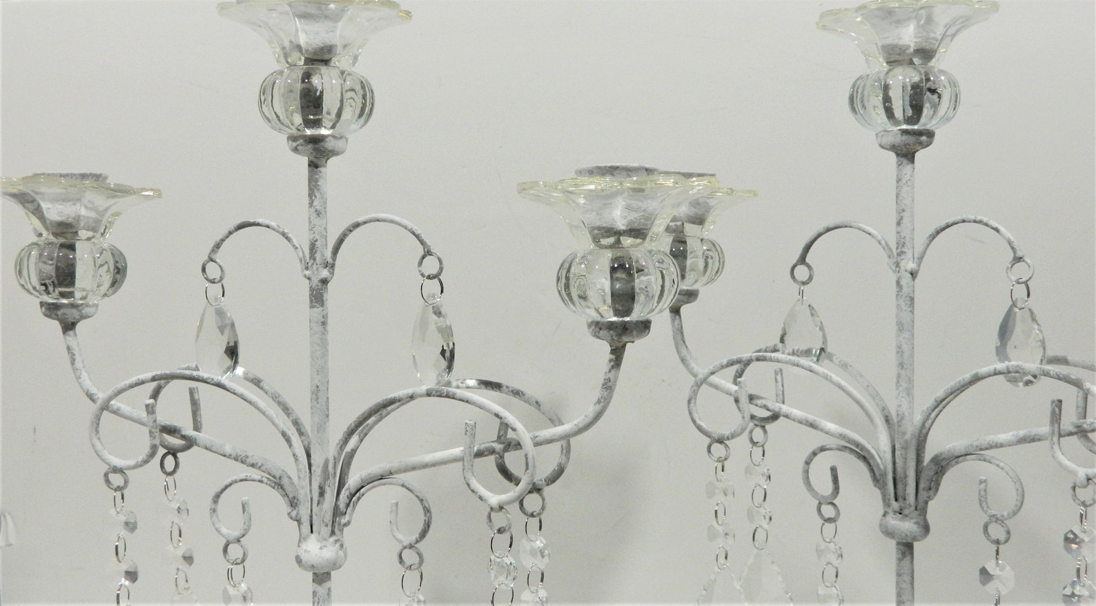 Pair of Chandelier Style Candelabras Shabby Chic Candle | Etsy