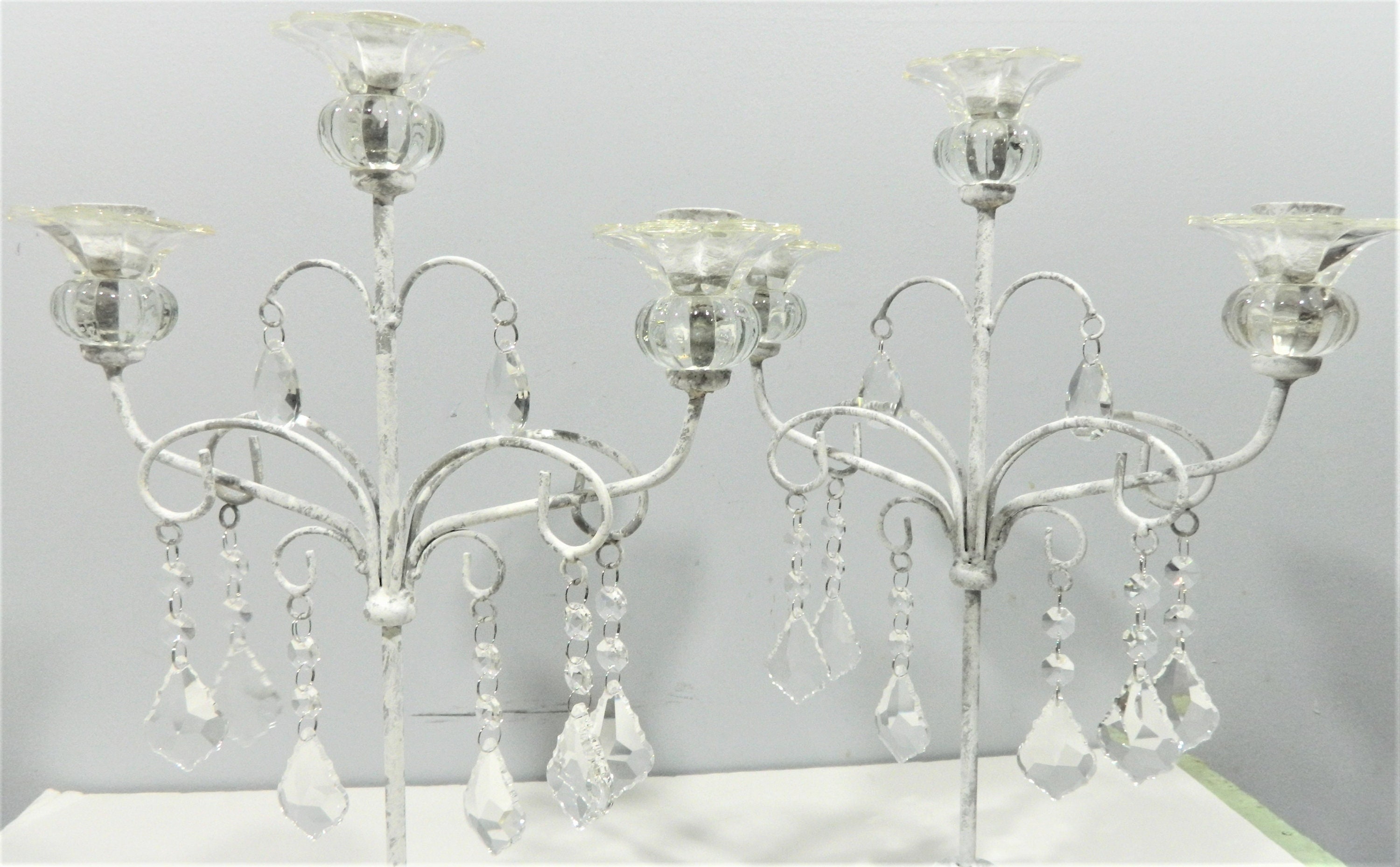 Pair of Chandelier Style Candelabras Shabby Chic Candle | Etsy