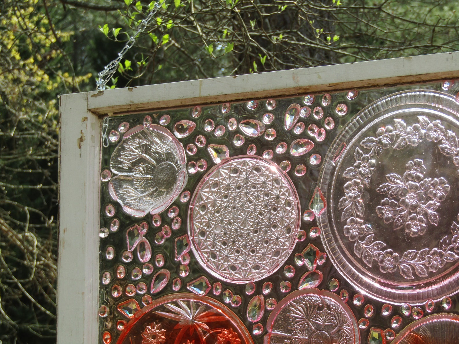 Vintage Farmhouse Window Sun Catcher With Depression Glassware - Etsy