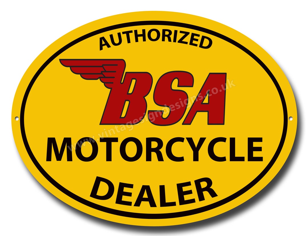 Authorized BSA Motorcycle Dealer Machine Cut / Profiled Oval Metal Sign ...