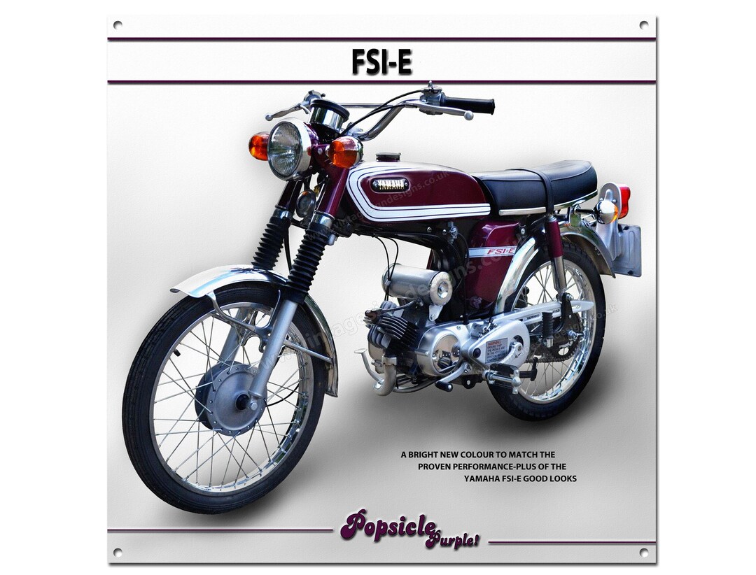 YAMAHA FSIE Eis am Stiel lila Motorrad Kunst Metallschild Größe 12 "x12 ...