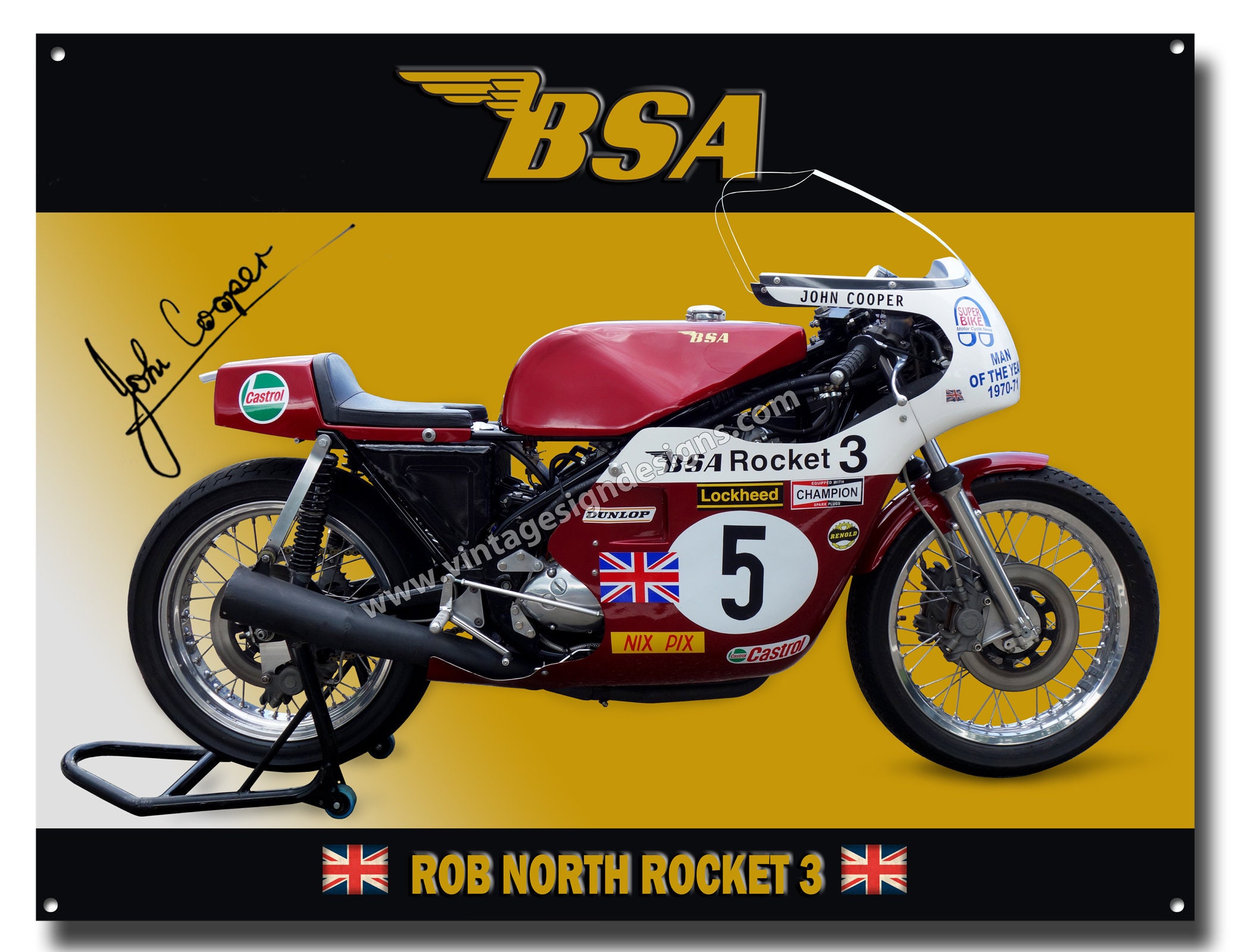 BSA Rob North Rocket 3 Motorcycle Metal Sign Size - Etsy UK