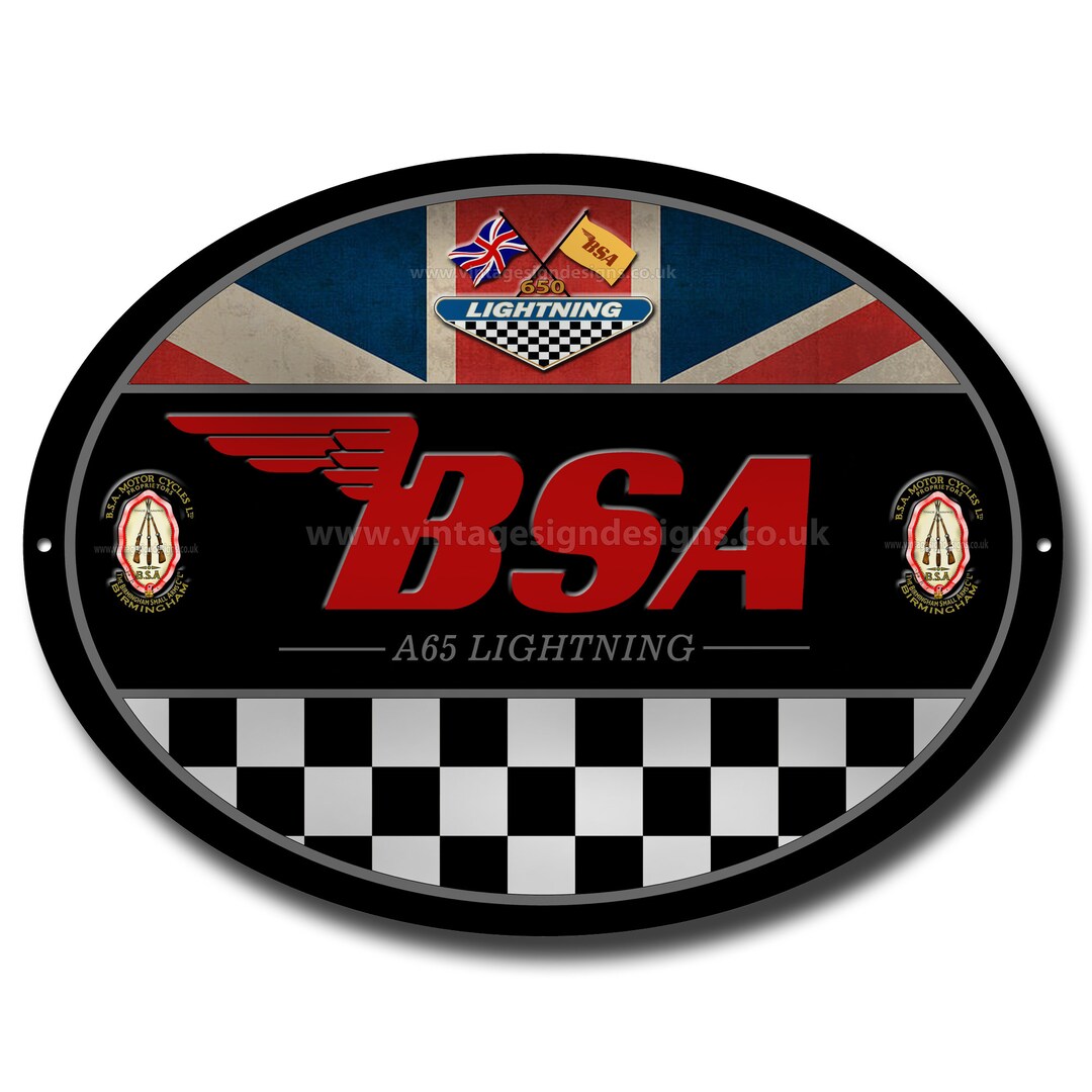 B.S.A A65 Lightning Machine Cut / Profiled Oval Metal Sign.officially ...