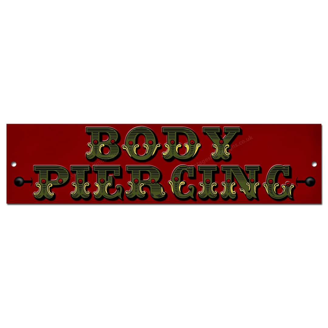 Tattoos Studio - Body Piercing Metal Sign. Size 12"x3" Tattoo Studio ...
