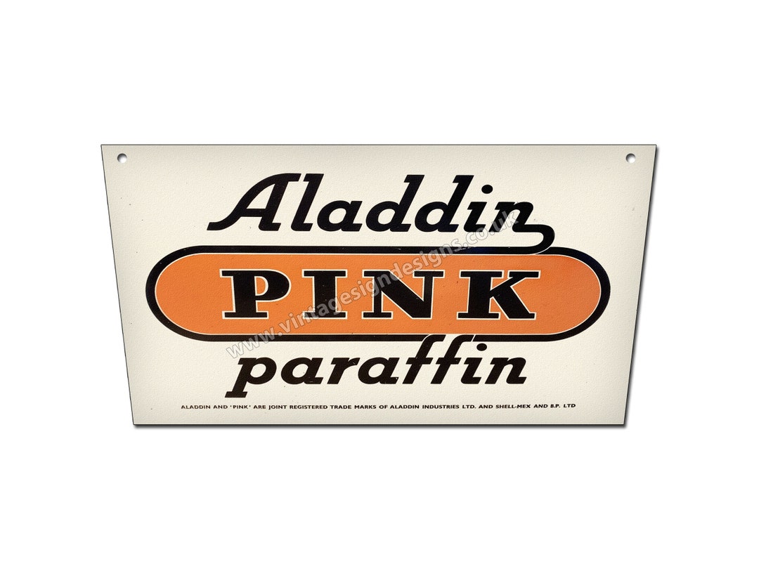 Aladdin Pink Paraffin Machine Cut,shaped Metal Garage Sign. Size 12 X 5 ...