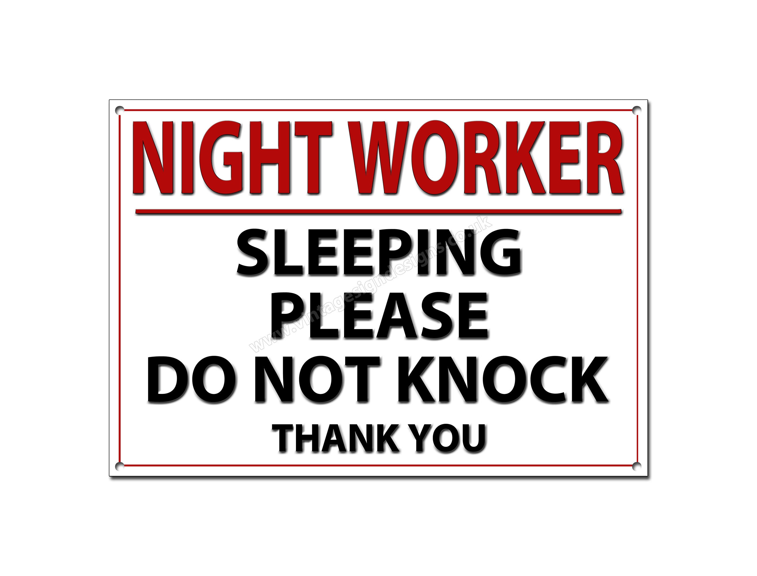 Metal Sign - Night Worker Sleeping Please Do Not Knock Metal Sign. 11 ...