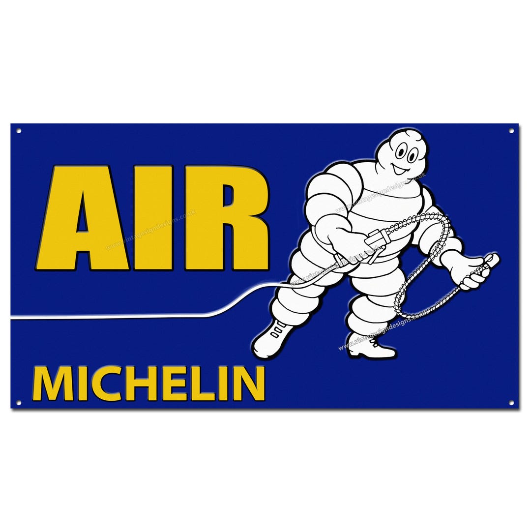 Michelin Air Reproduction Metal Garage Forecourt Sign. Size 10.5" X 19. ...