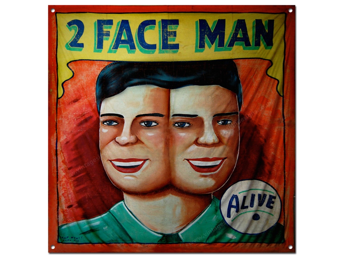 Circus Sideshow Banner Sign-two Face Man Metal Size 12"x 12" - Etsy