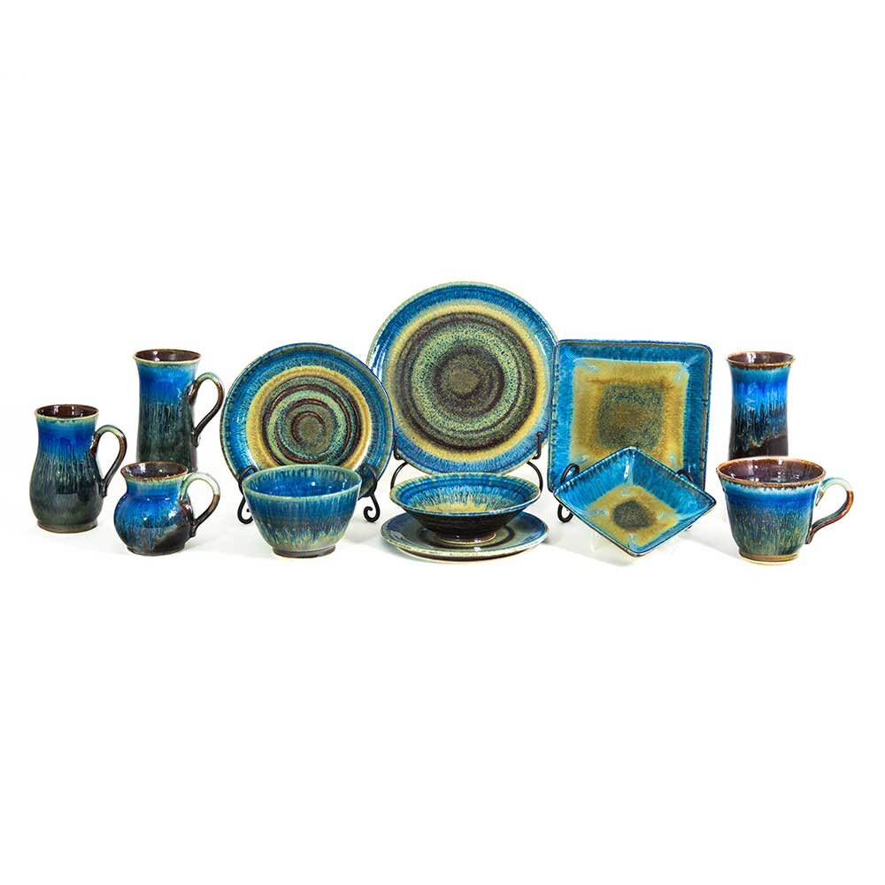 7" Blue Ceramic Square Plate, Handmade Pottery Dinnerware, New House ...
