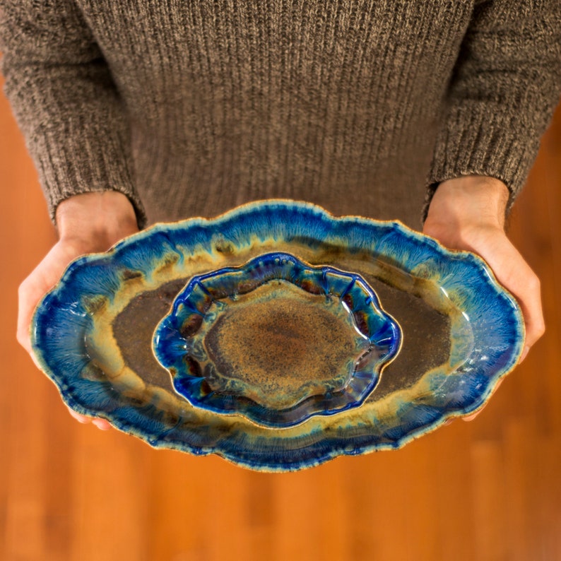 Blue Pottery Key Tray / Key Bowl, Great as a Ceramic Trinket Dish ...