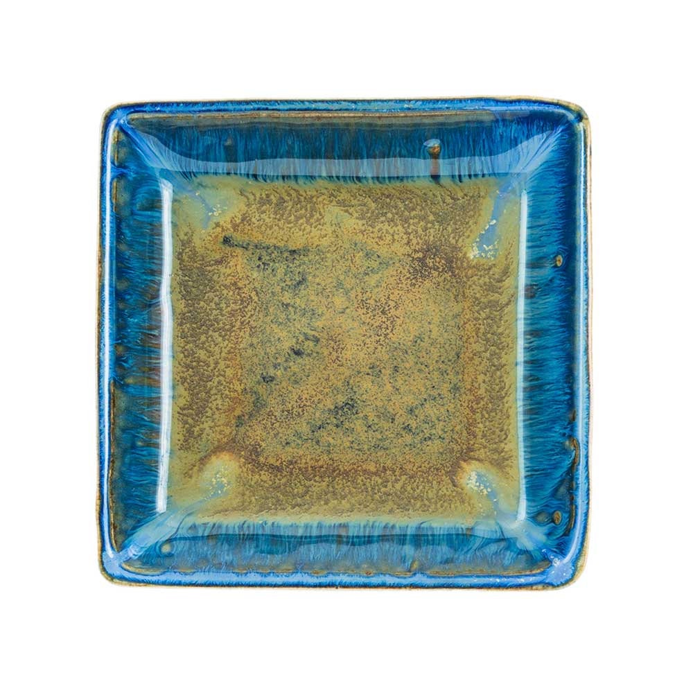 7" Blue Ceramic Square Plate, Handmade Pottery Dinnerware, New House ...