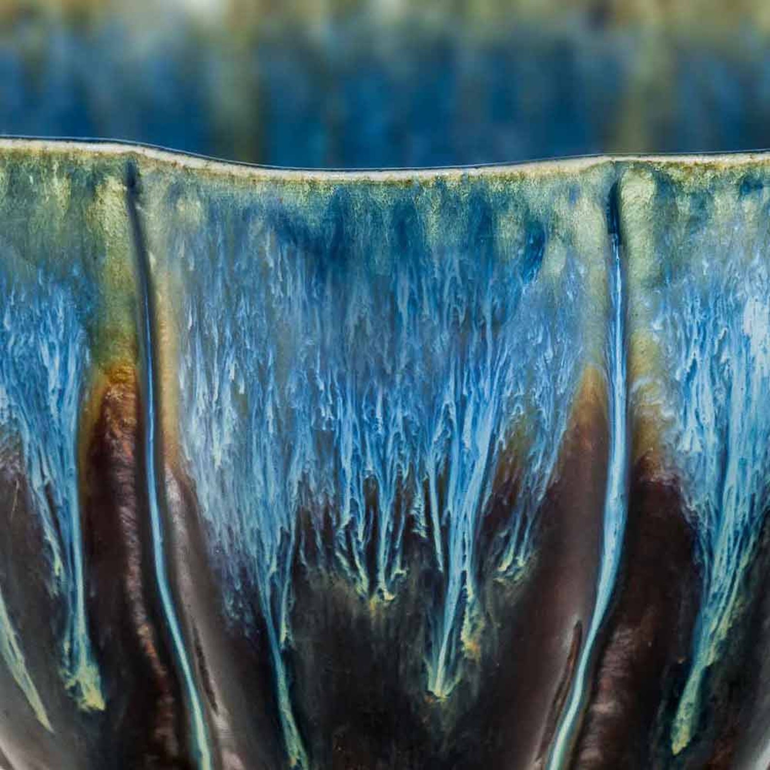 Blue Ceramic Small Plant Pot, Flower Shaped Bowl, Great as a Cereal ...