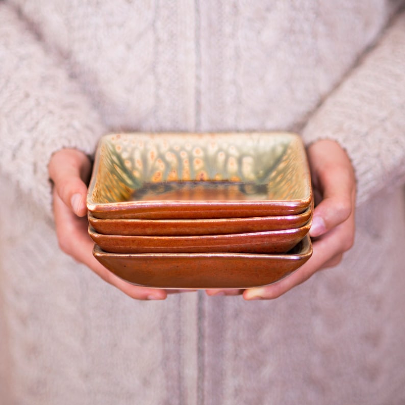 Red Ceramic Square Plate Small Ceramic Dish Great as a Key | Etsy